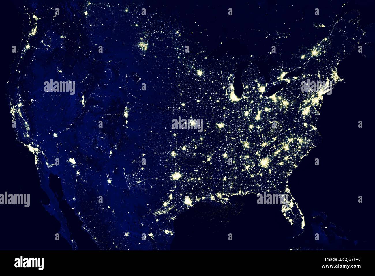 USA from space at night. Elements of this image furnished by NASA. High ...