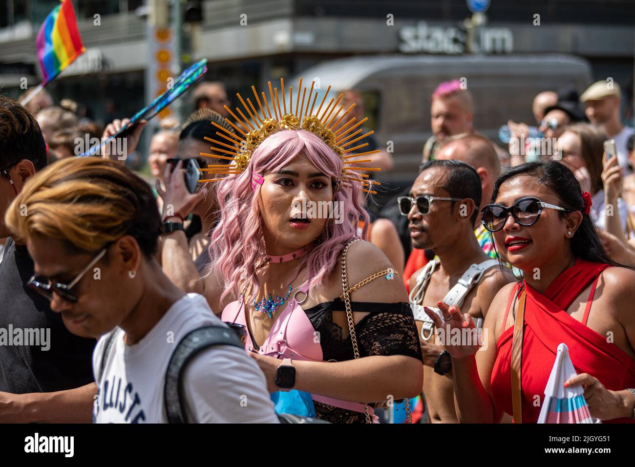 Helsinki Pride 2022 Parade participants in Mannerheimintie, Helsinki ...