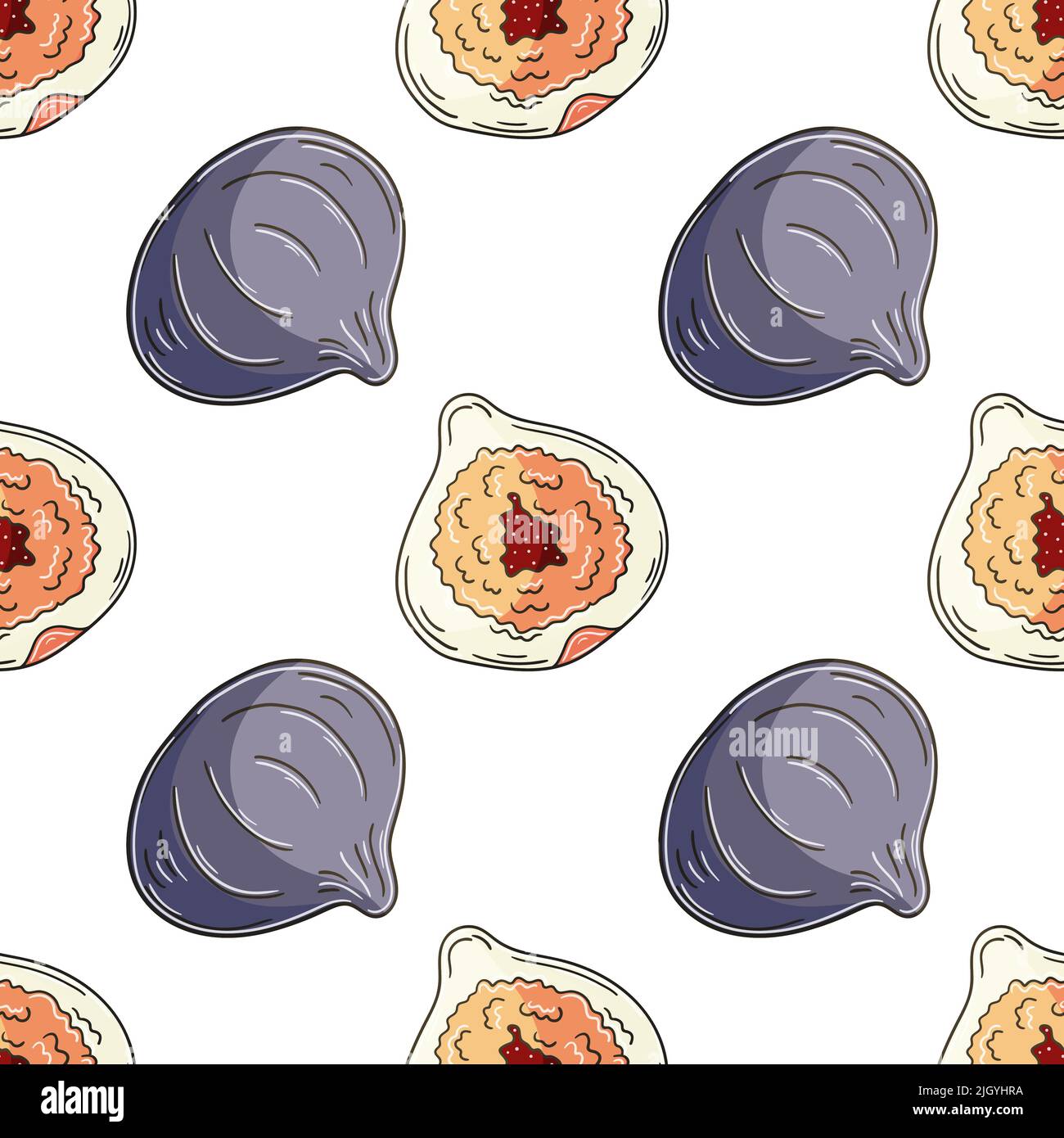 Figs. Seamless pattern for kitchen, restaurant or shop. Illustration in ...