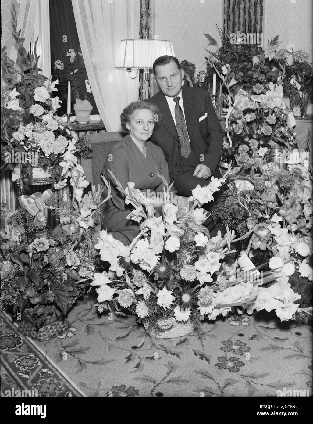 Car dealer Axel Lindgren with wife Lilly, Östhammar, Uppland. Car ...