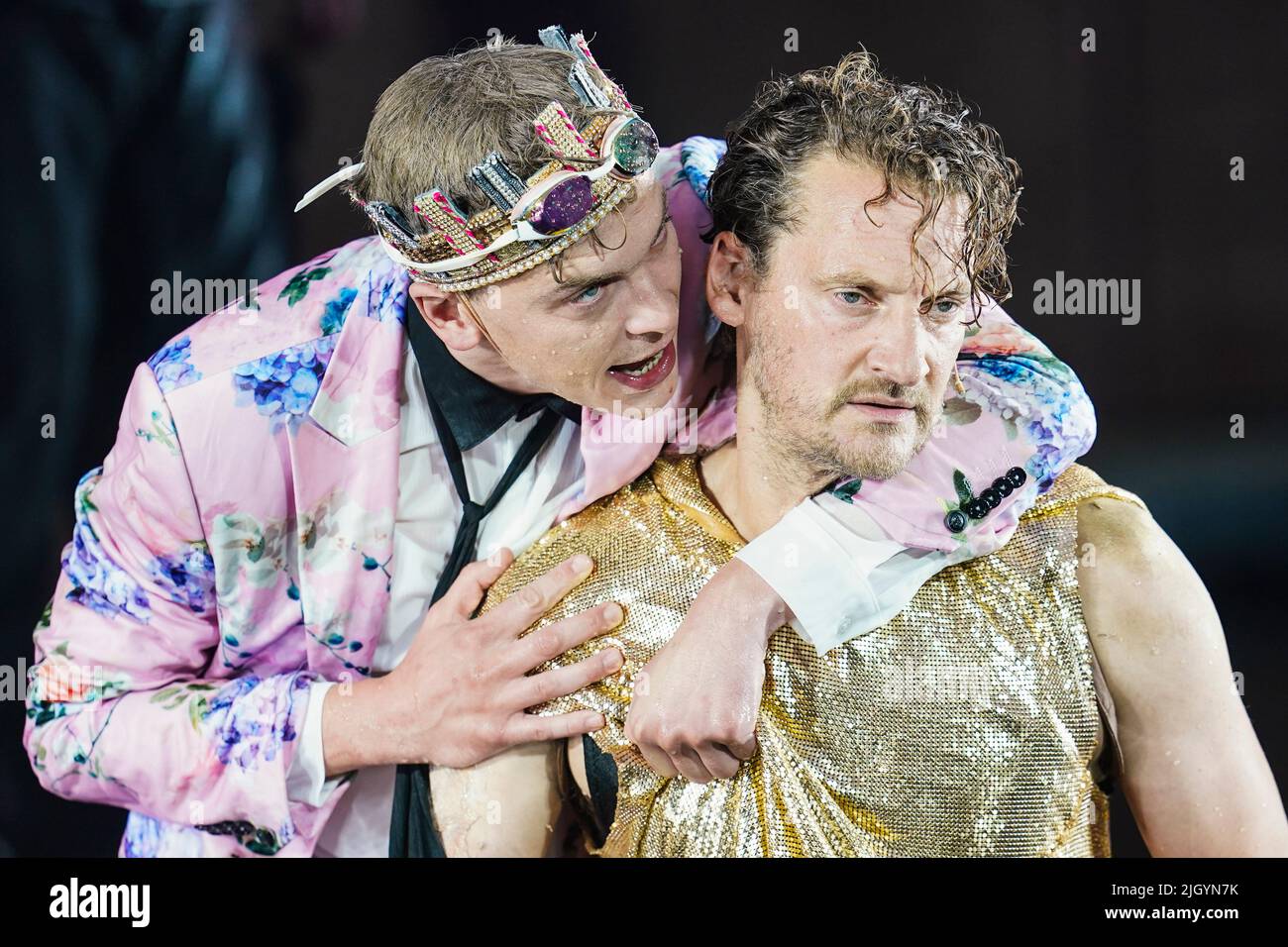 Worms, Germany. 13th July, 2022. Franz Pätzold (l) as Gunther and Felix ...
