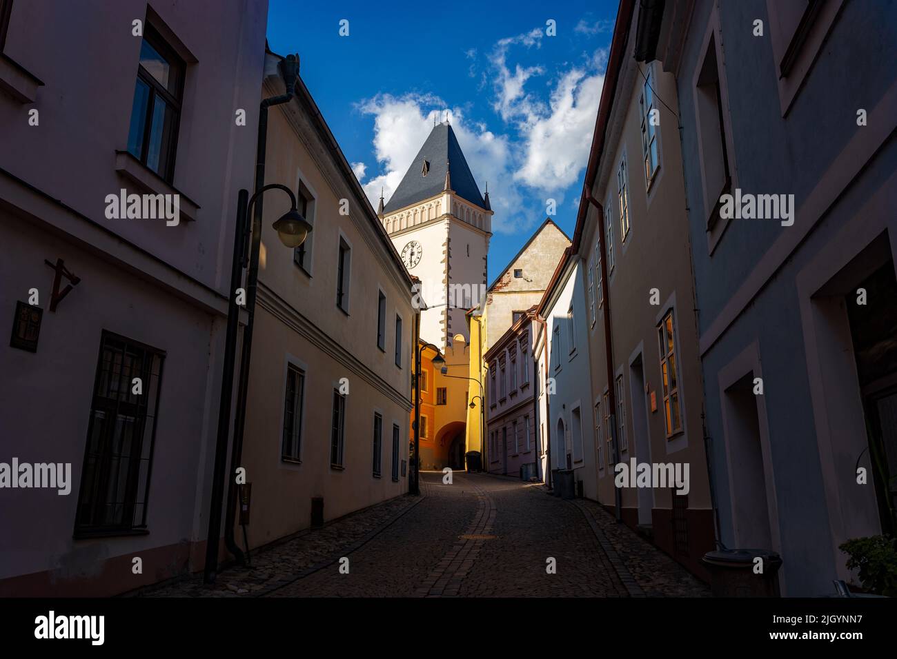 Street in the city of Tabor. South Bohemia Stock Photo - Alamy