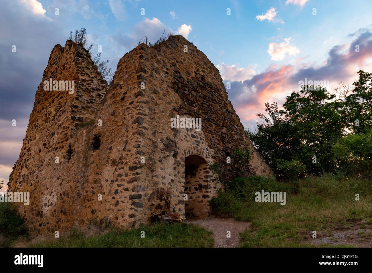 Ruins of a medieval fortress Tyrov. Central Bohemian region. Czechia ...