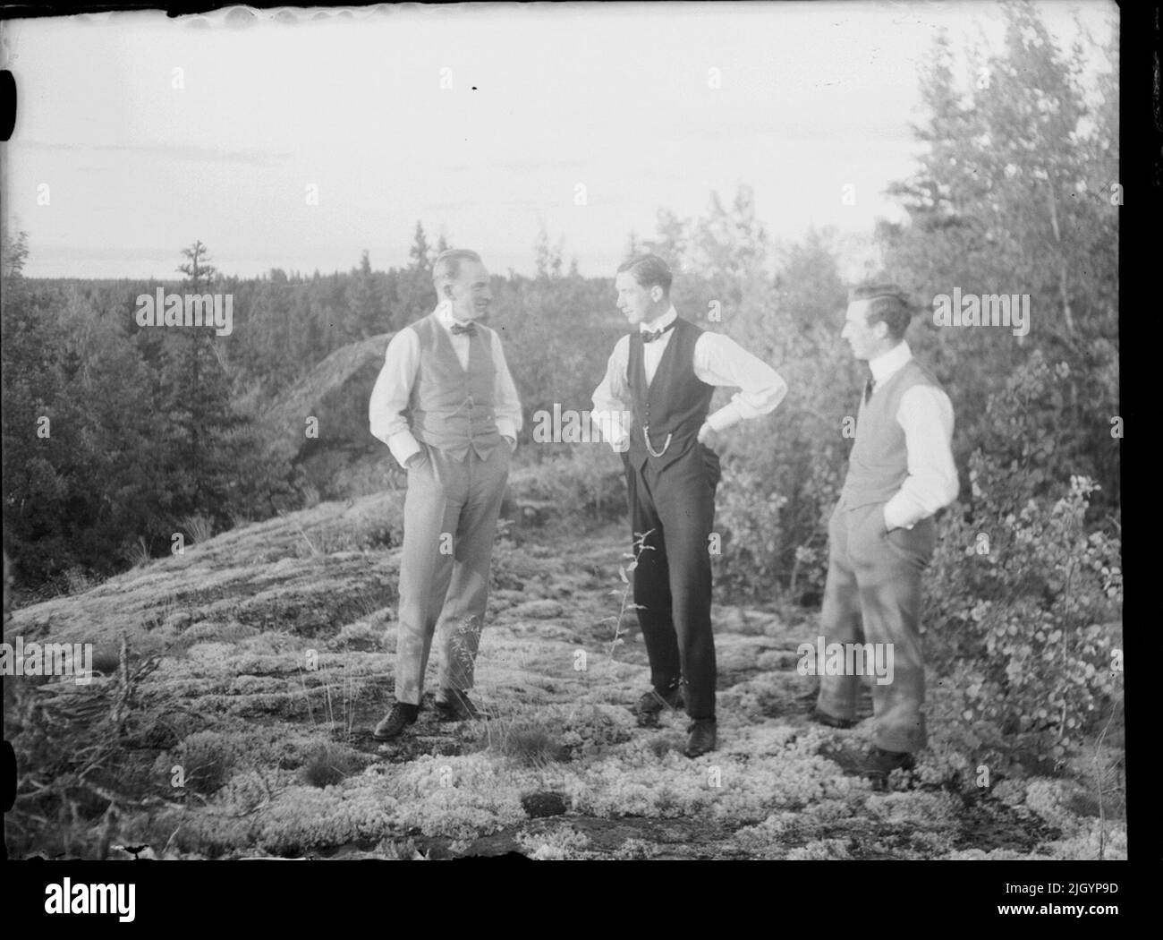 Three gentlemen at a height, Sweden. Three gentlemen at a height ...