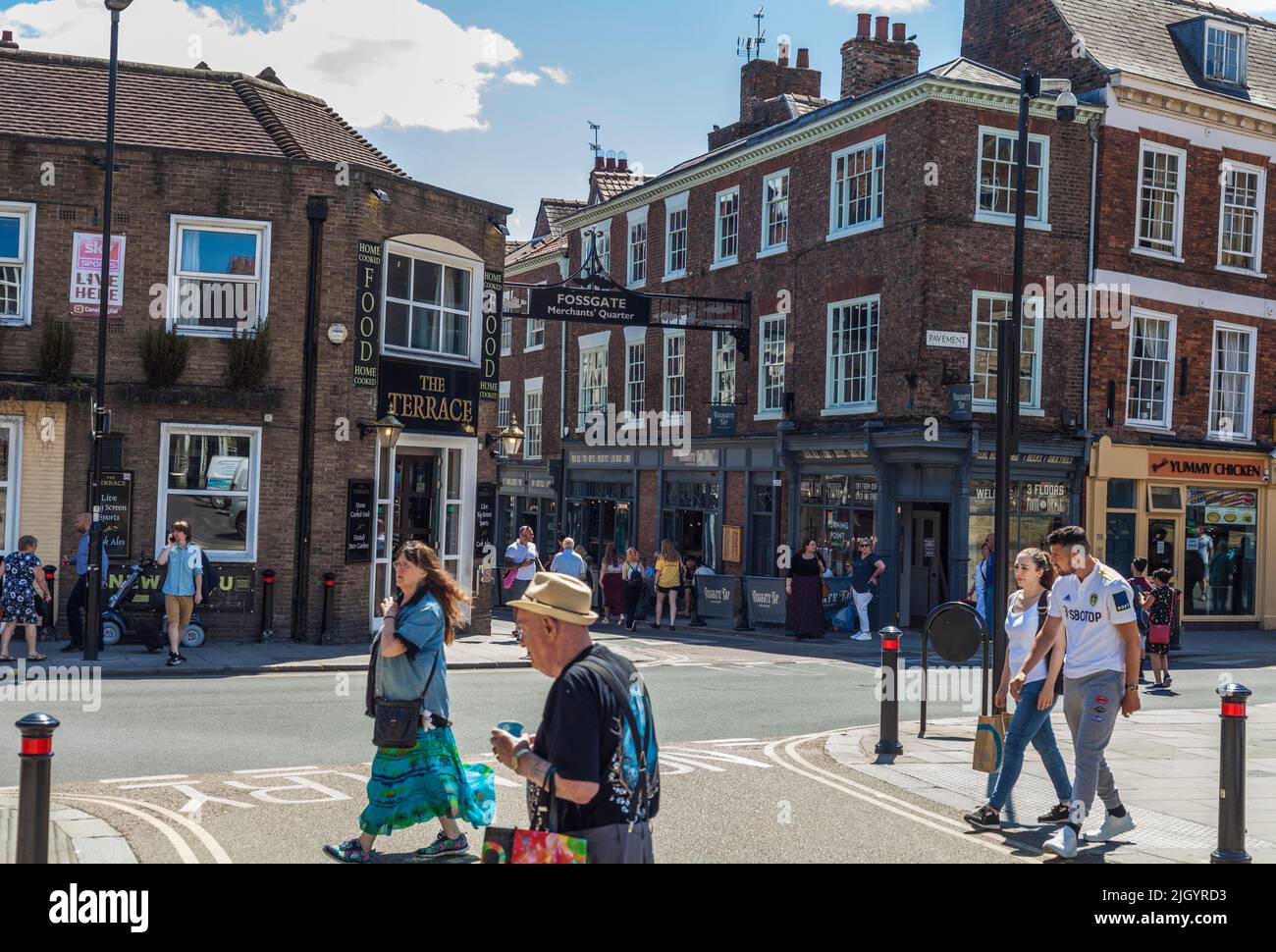 A street scene at the junction of Foss Gate and Pavement in York,North ...
