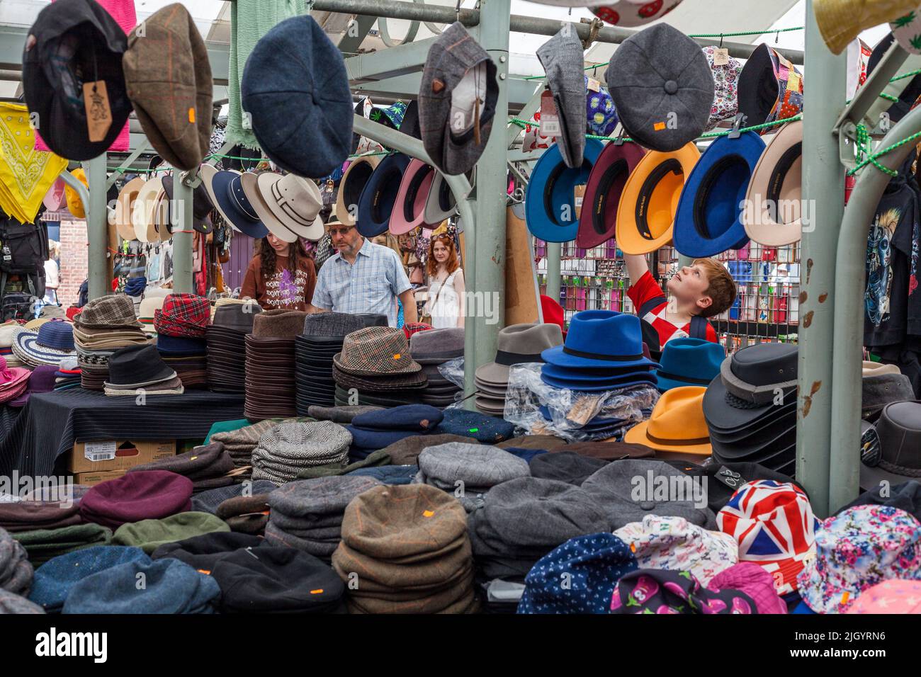 Hat stall on Shambles Market,York,England,UK Stock Photo - Alamy