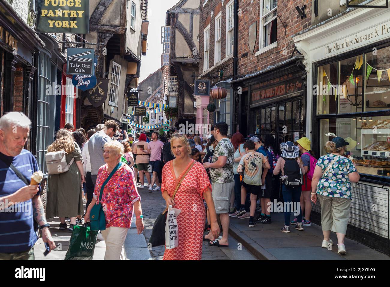 A busy street scene in The Shambles, York,North Yorkshire,England,UK ...