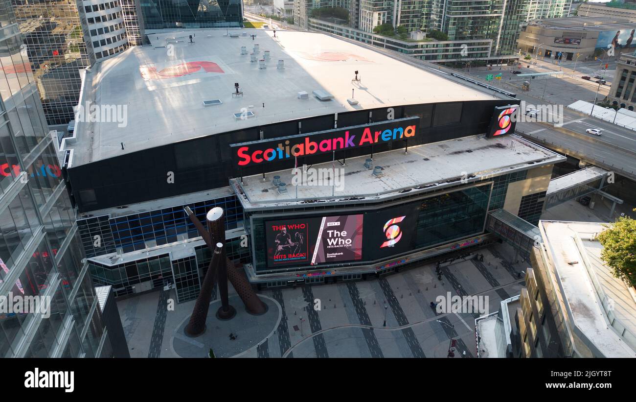 July 10 2022, Toronto Ontario Canada. Scotiabank Arena home of the Toronto Maple Leafs Aerial ...