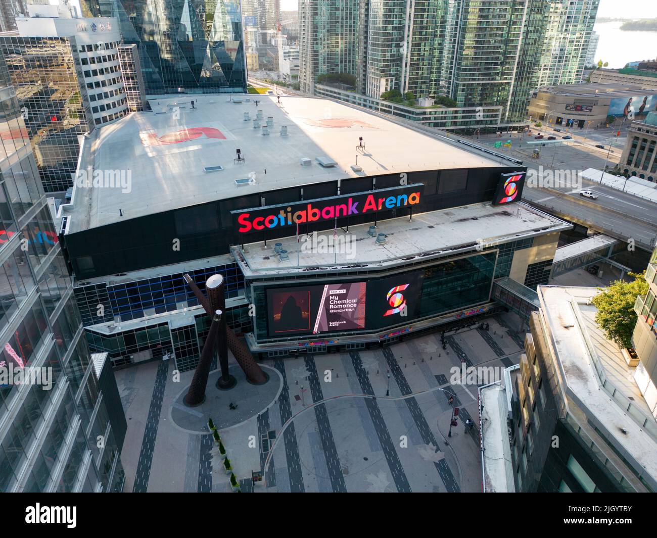 July 10 2022, Toronto Ontario Canada. Scotiabank Arena home of the Toronto Maple Leafs Aerial ...