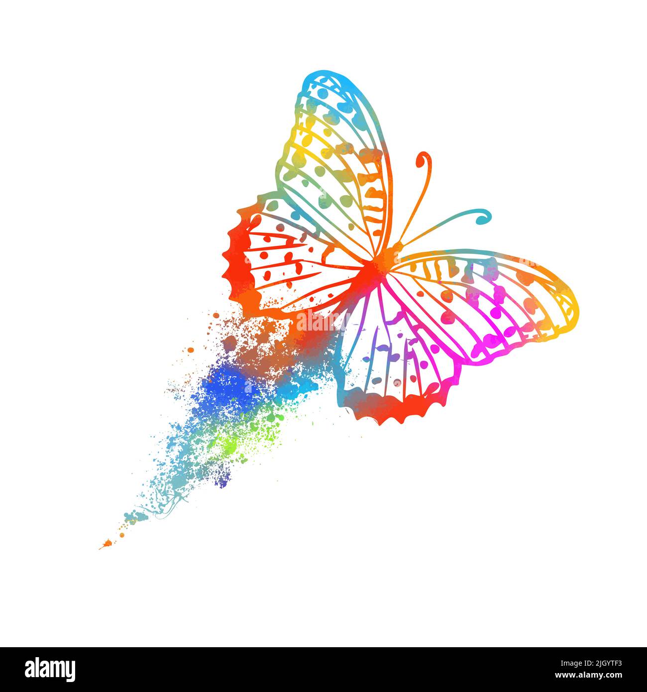 Abstract multicolored butterflies with splashes of paint. Vector ...