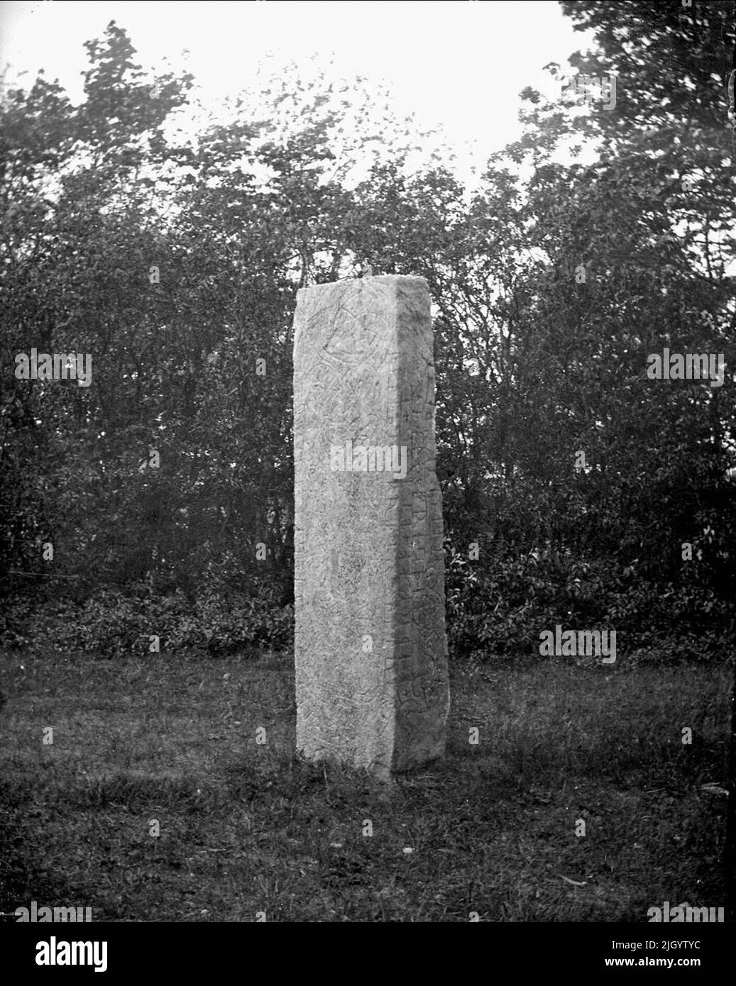 Runsten U1161, near Altuna church, Altuna parish, Uppland 1919. Runsten ...