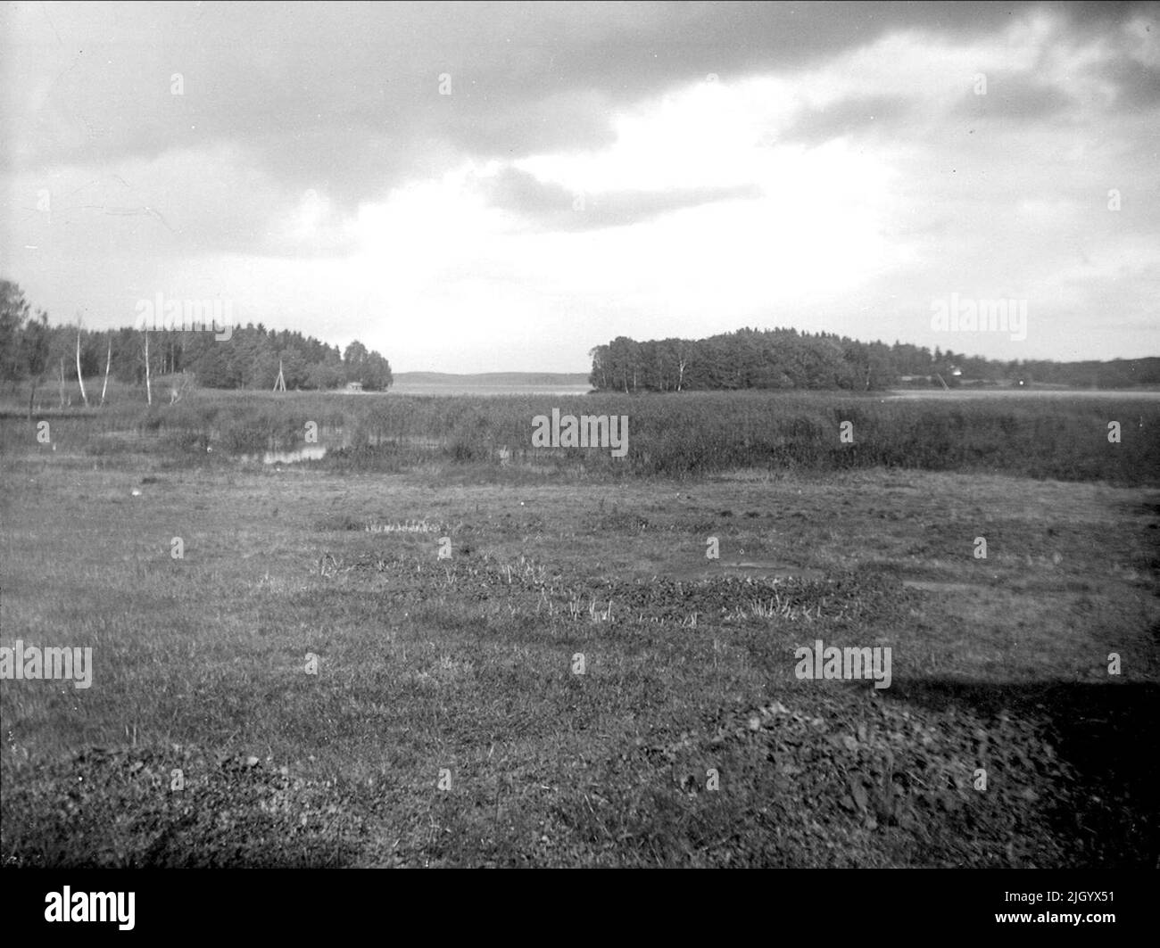 Landscape view at Fysingen, Hammarby parish, Uppland 1928. Landscape ...