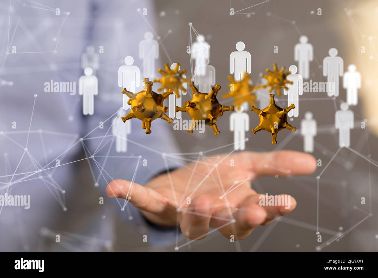 A person presenting a virtual projection of human resources Stock Photo ...