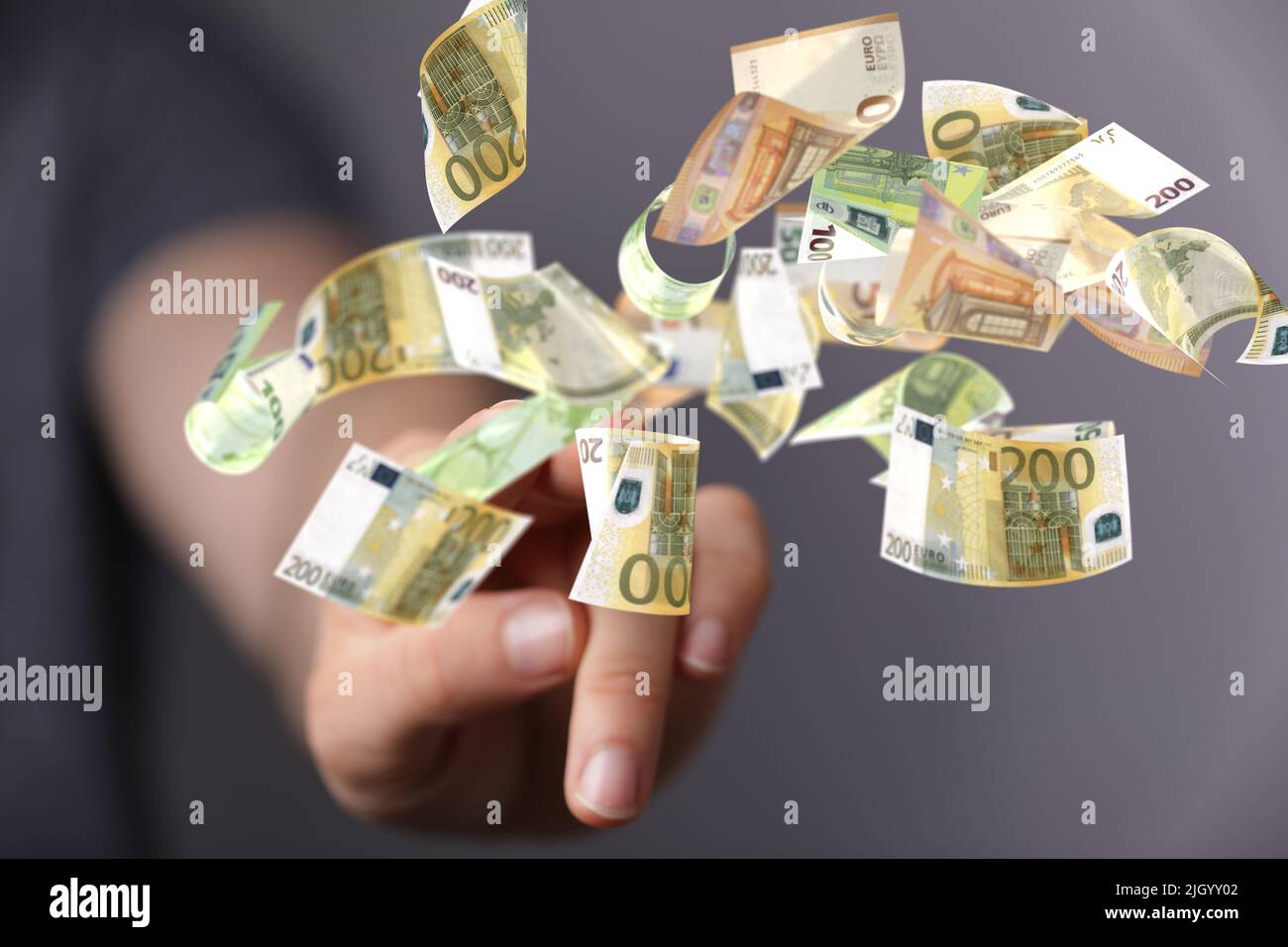 A money rain made of euro banknotes Stock Photo - Alamy