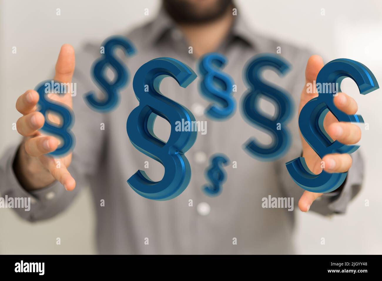 A person presenting a virtual projection of the paragraph signs Stock ...