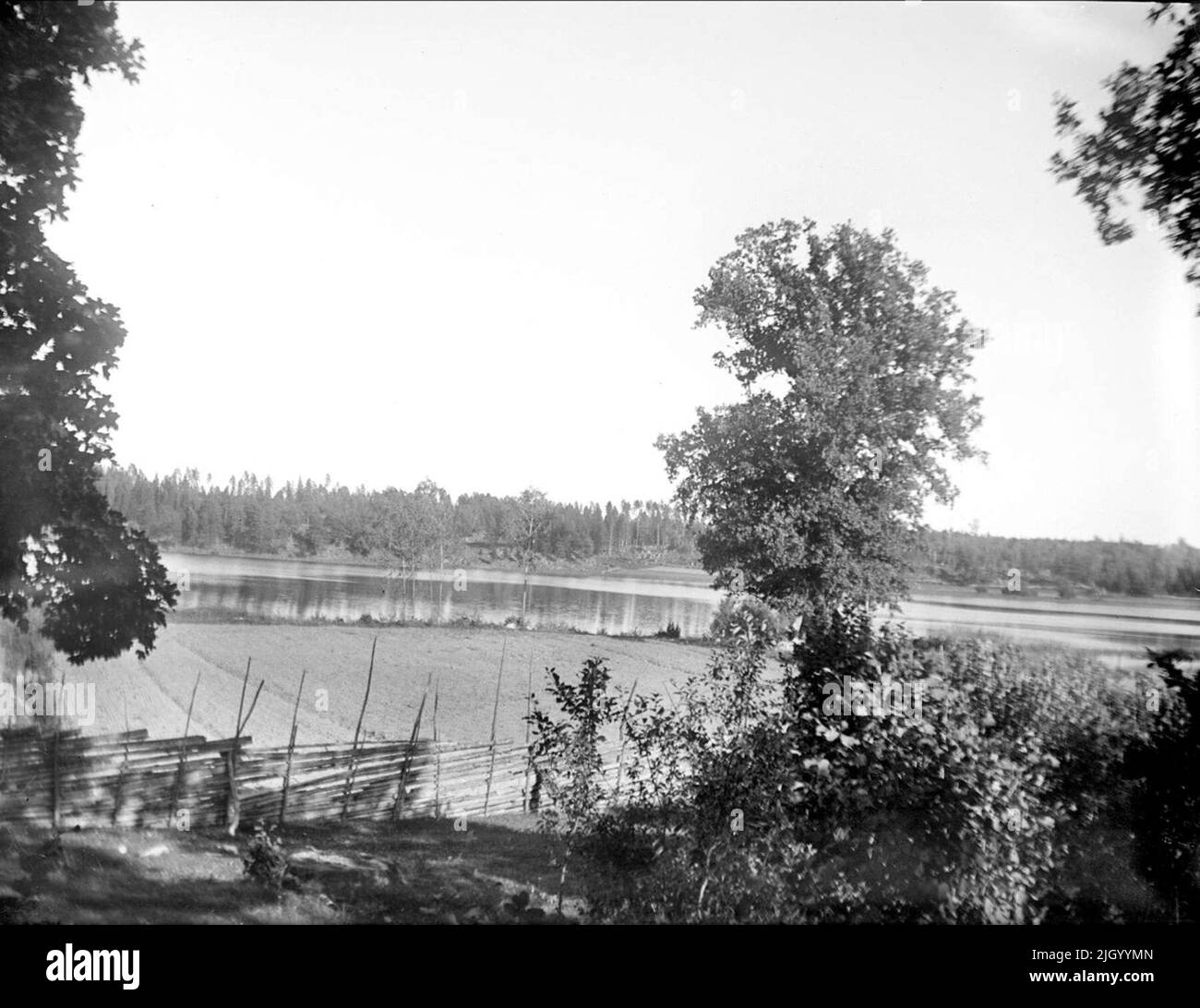 Landscape view with Norrsjön, Almunge parish, Uppland August 1933 ...