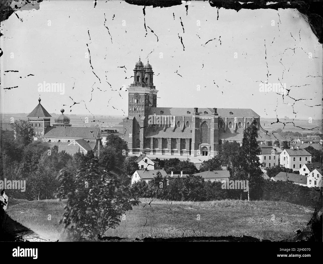 Uppsala Cathedral and Helga Trinity Church from Slottsbacken, Uppsala ...