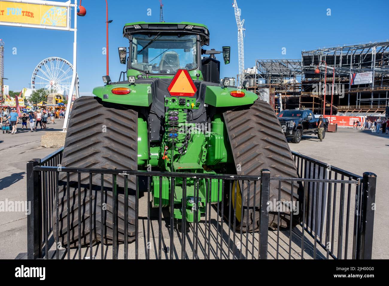 13 July 2022 - Calgary, Alberta Canada - Farm tractor on display at the ...