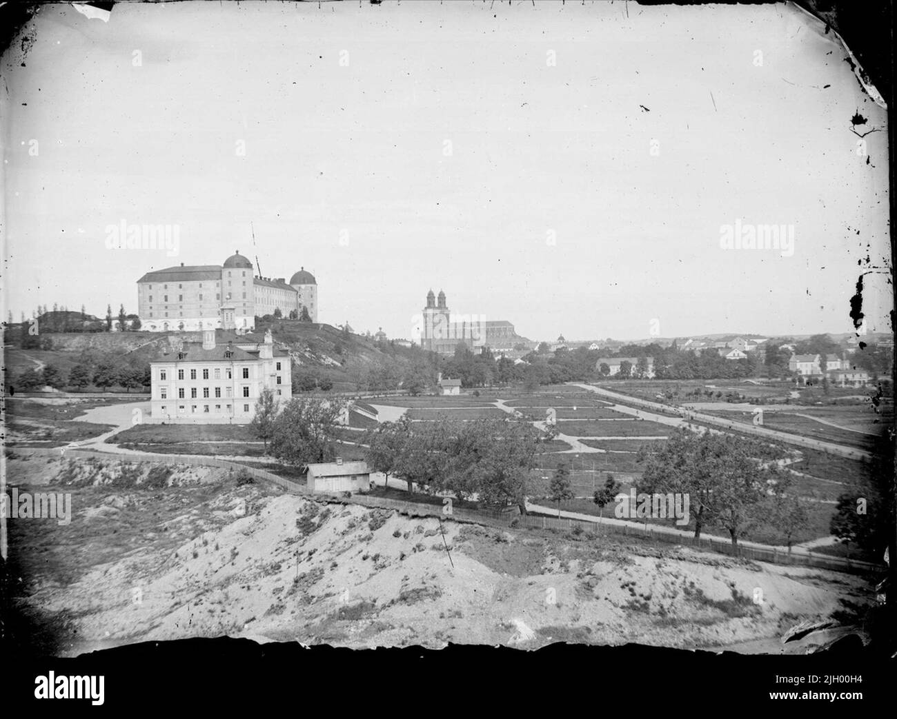 Academic Hospital, Uppsala Castle and Uppsala Cathedral, Uppsala 1860s ...