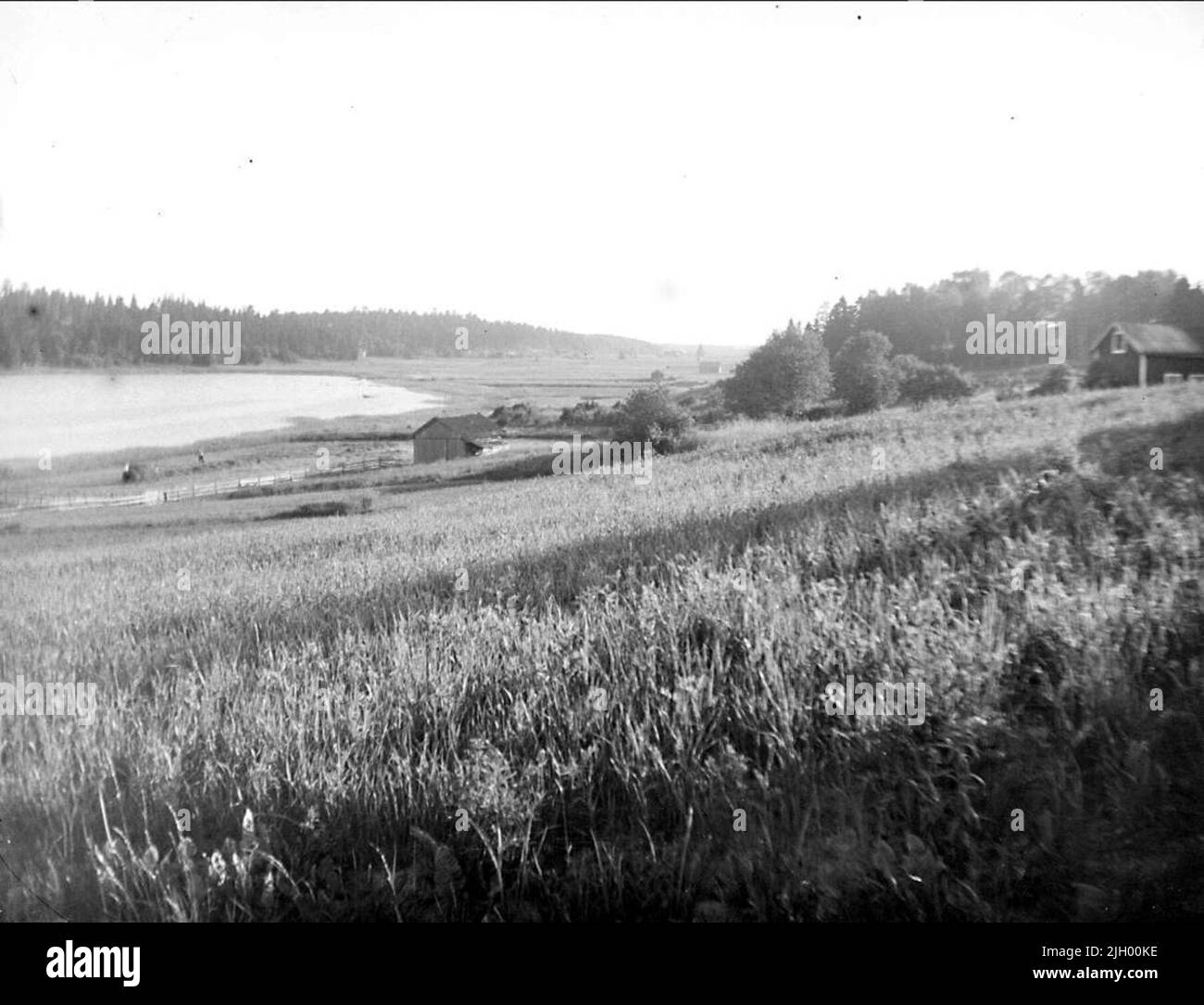 Landscape view with Kvisthamraviken, Frötuna parish, Uppland 1927 ...