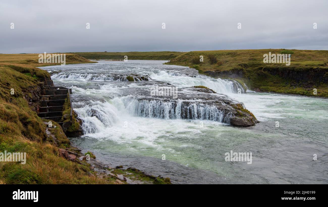 Ægissíõufoss is a waterfall of the Ytri-Rangá River in the southwest of ...