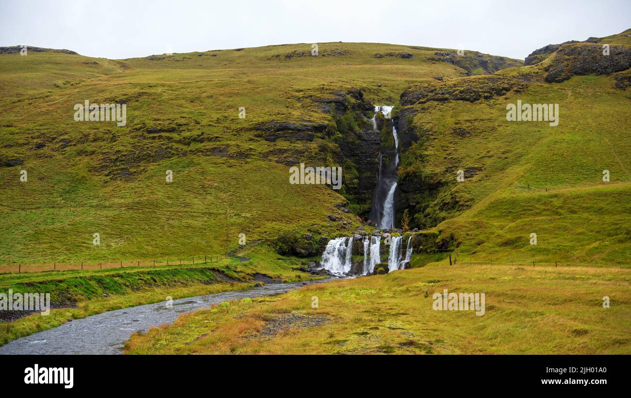 Gluggafoss (Window Falls), also known as Merkjárfoss. The Merkjá River ...