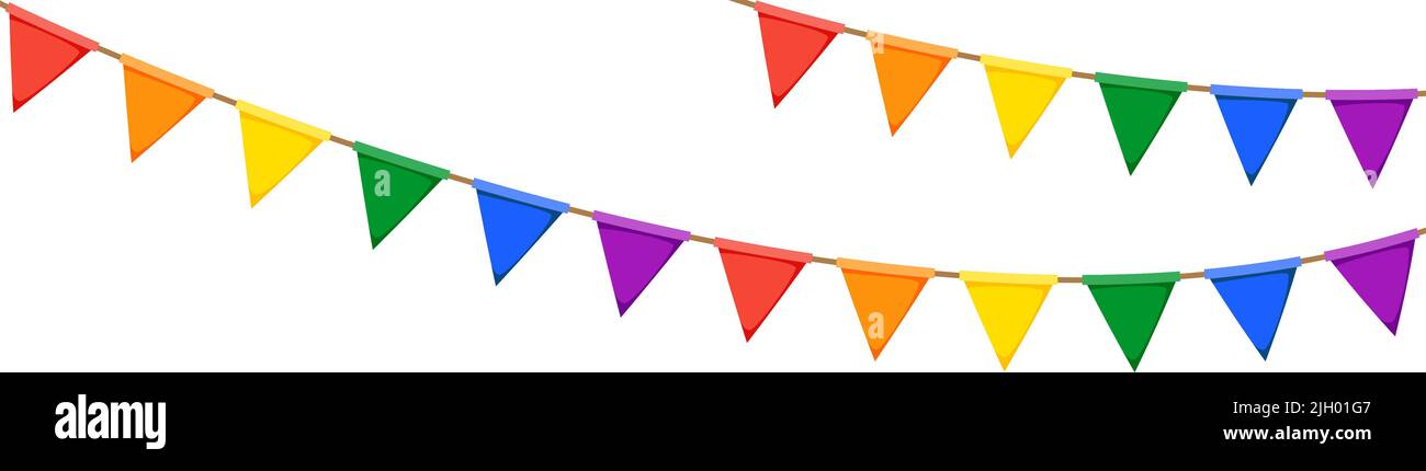 LGBT garland. Rainbow color pennants chain. Party bunting decoration ...