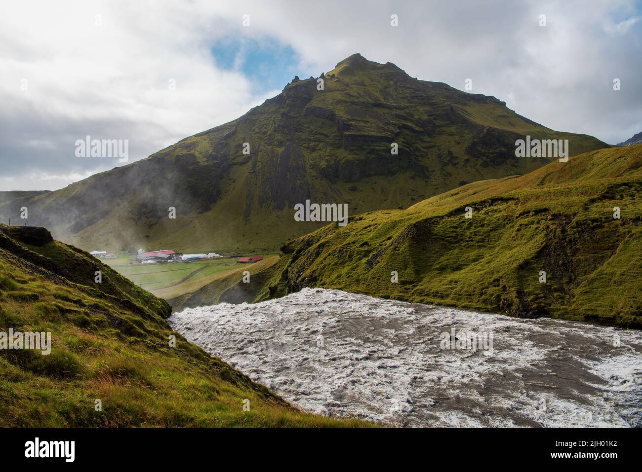 The Skógafoss is one of the biggest waterfalls in Iceland, with a width ...