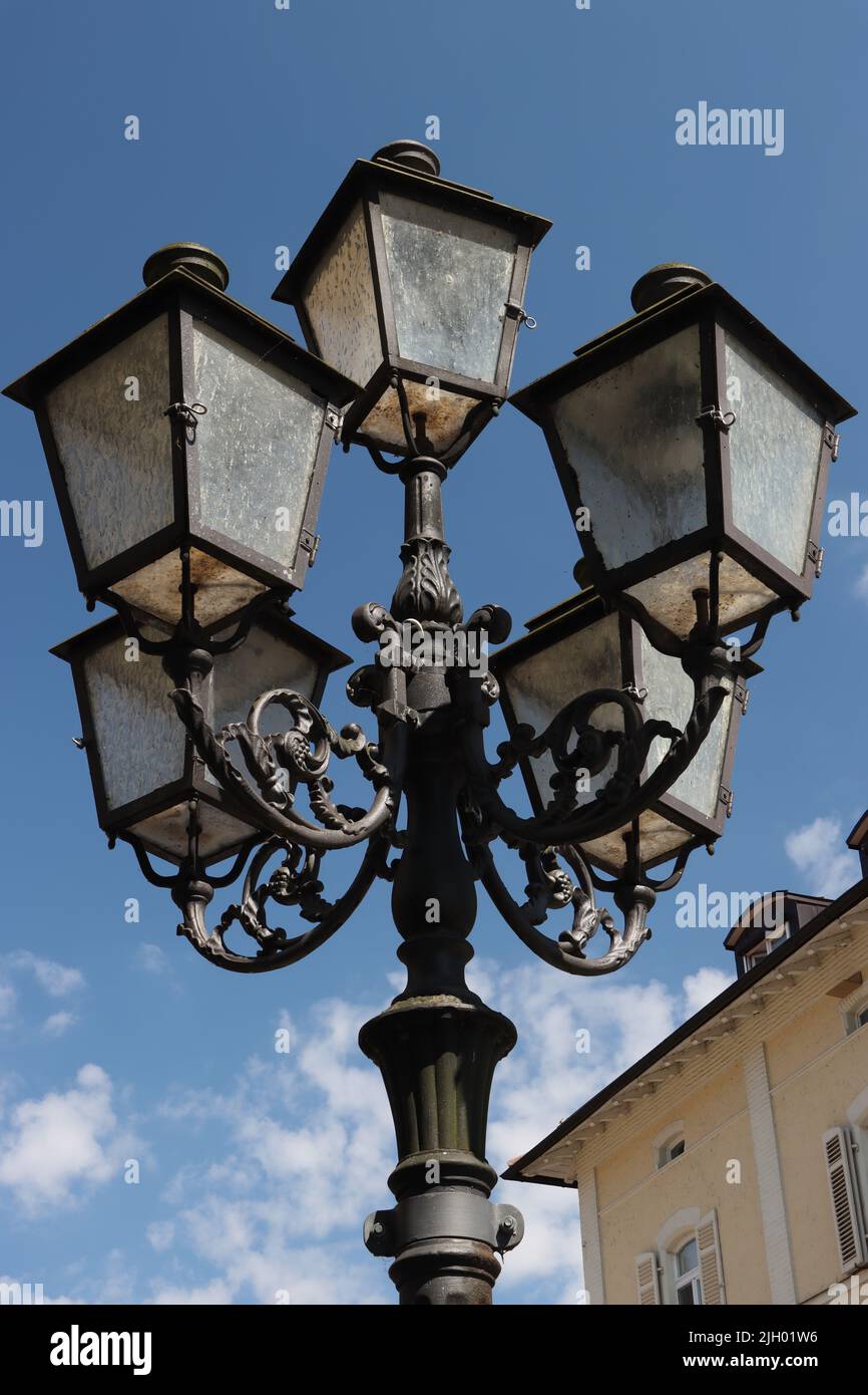ancient latern contains five separate lamps to illuminate the night ...