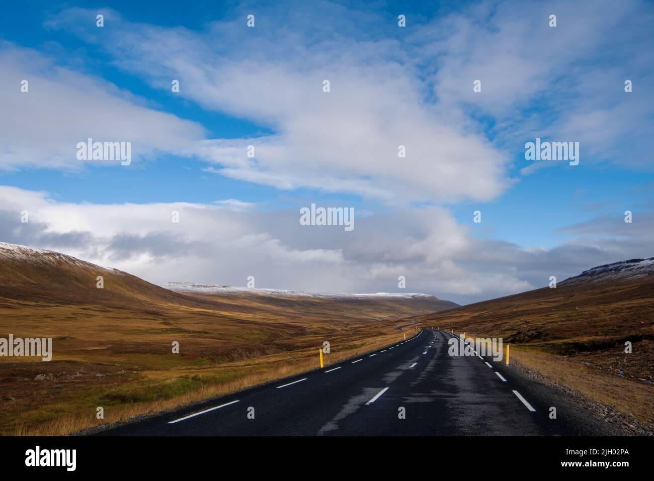 Beautiful scenery with some blue sky on route 85 in northeast Iceand ...