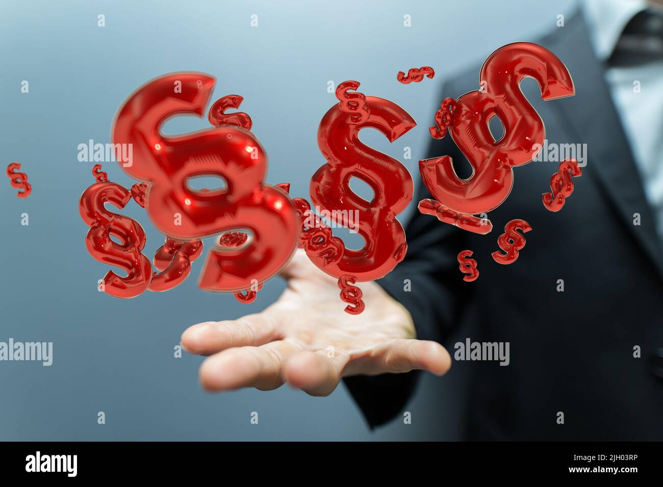 A person presenting a virtual projection of the paragraph signs Stock ...