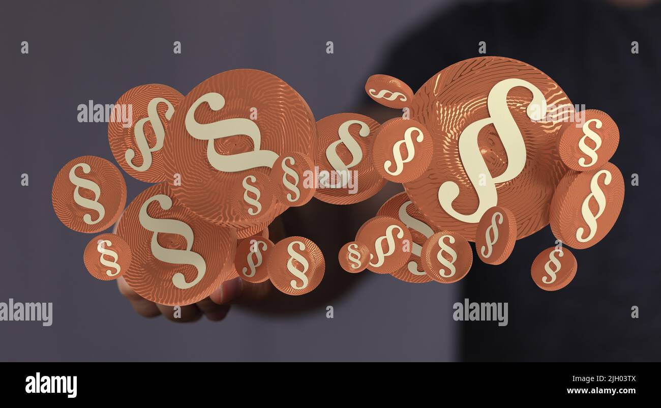 A person presenting a virtual projection of paragraph signs Stock Photo ...