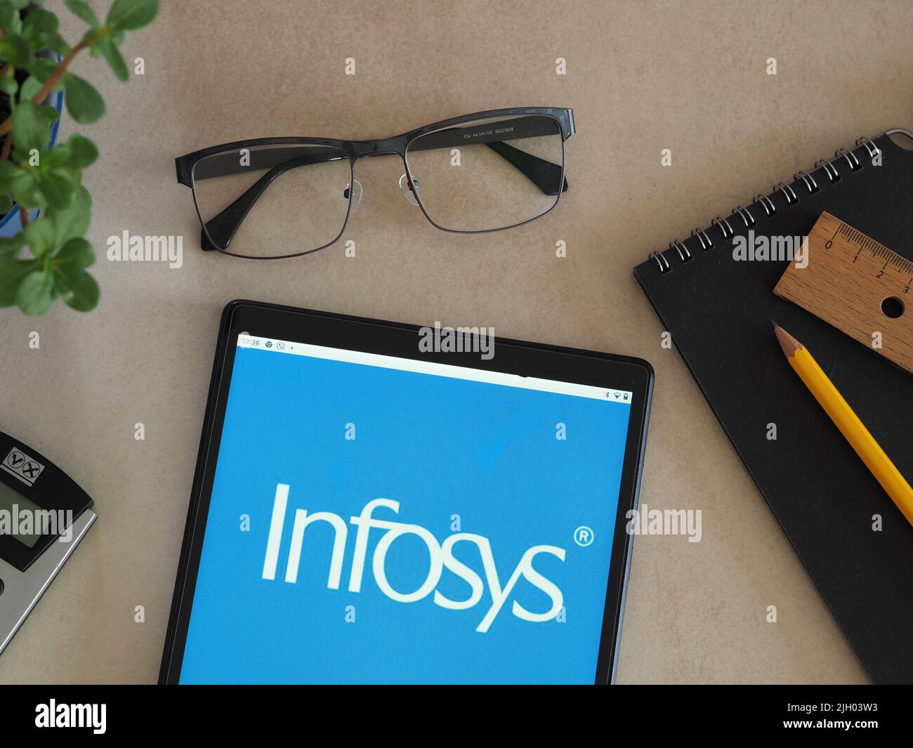 In this photo illustration an Infosys (Infosys Technologies Limited ...
