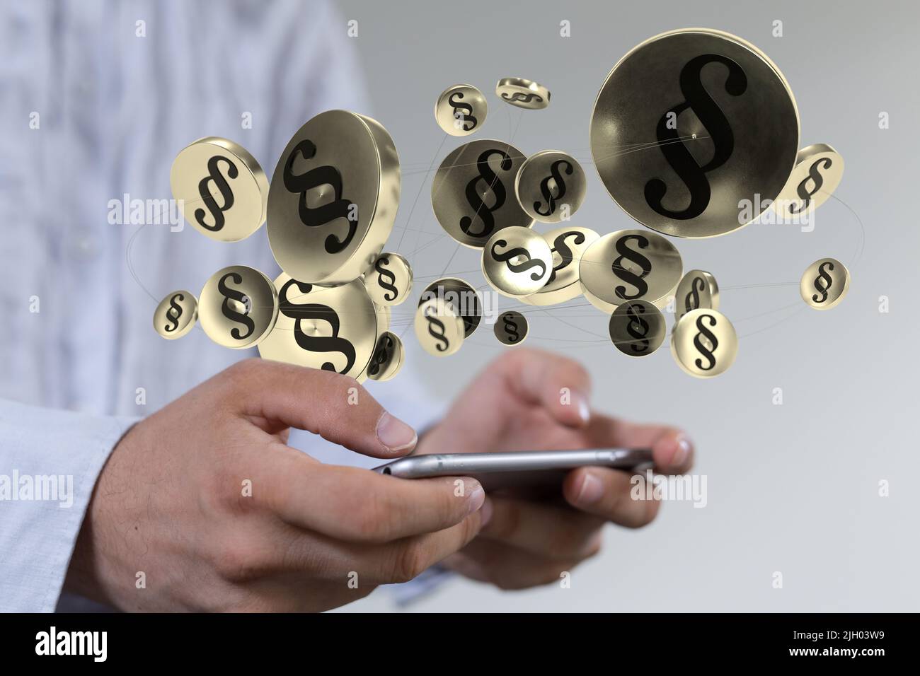 A person presenting a virtual projection of paragraph signs Stock Photo ...