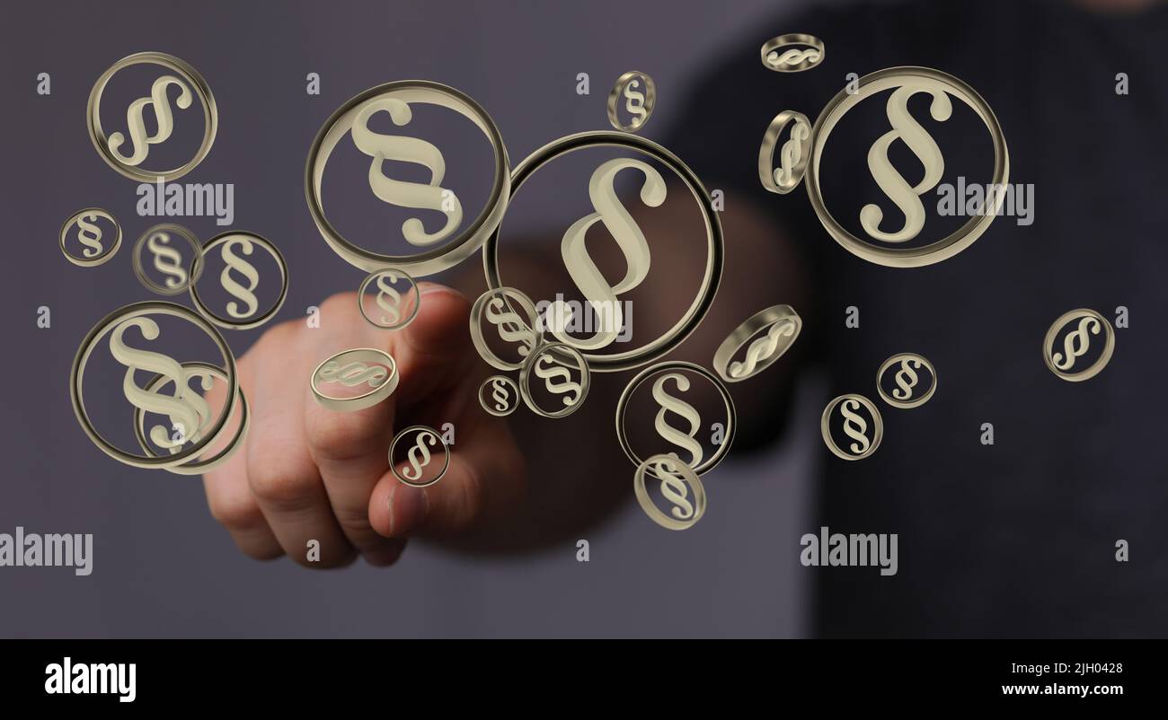 A person presenting a virtual projection of the paragraph signs Stock ...
