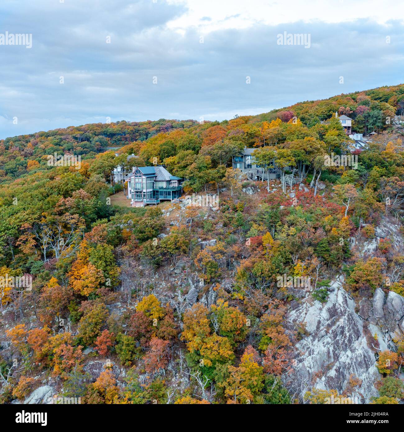 Aerial View of Vacation Homes on the Side of a Mountain at Wintergreen ...