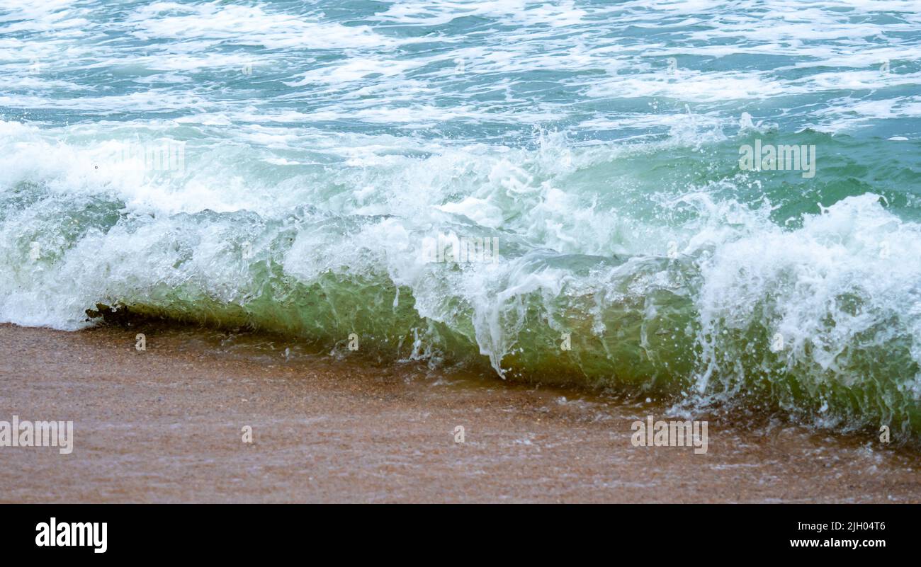 Small wave breaking as shore break on the beach in the Outer Banks ...
