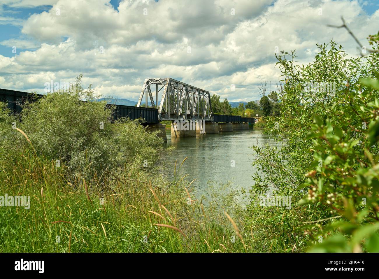 Railway Bridge Kamloops BC. The railway bridge over the Thompson River ...