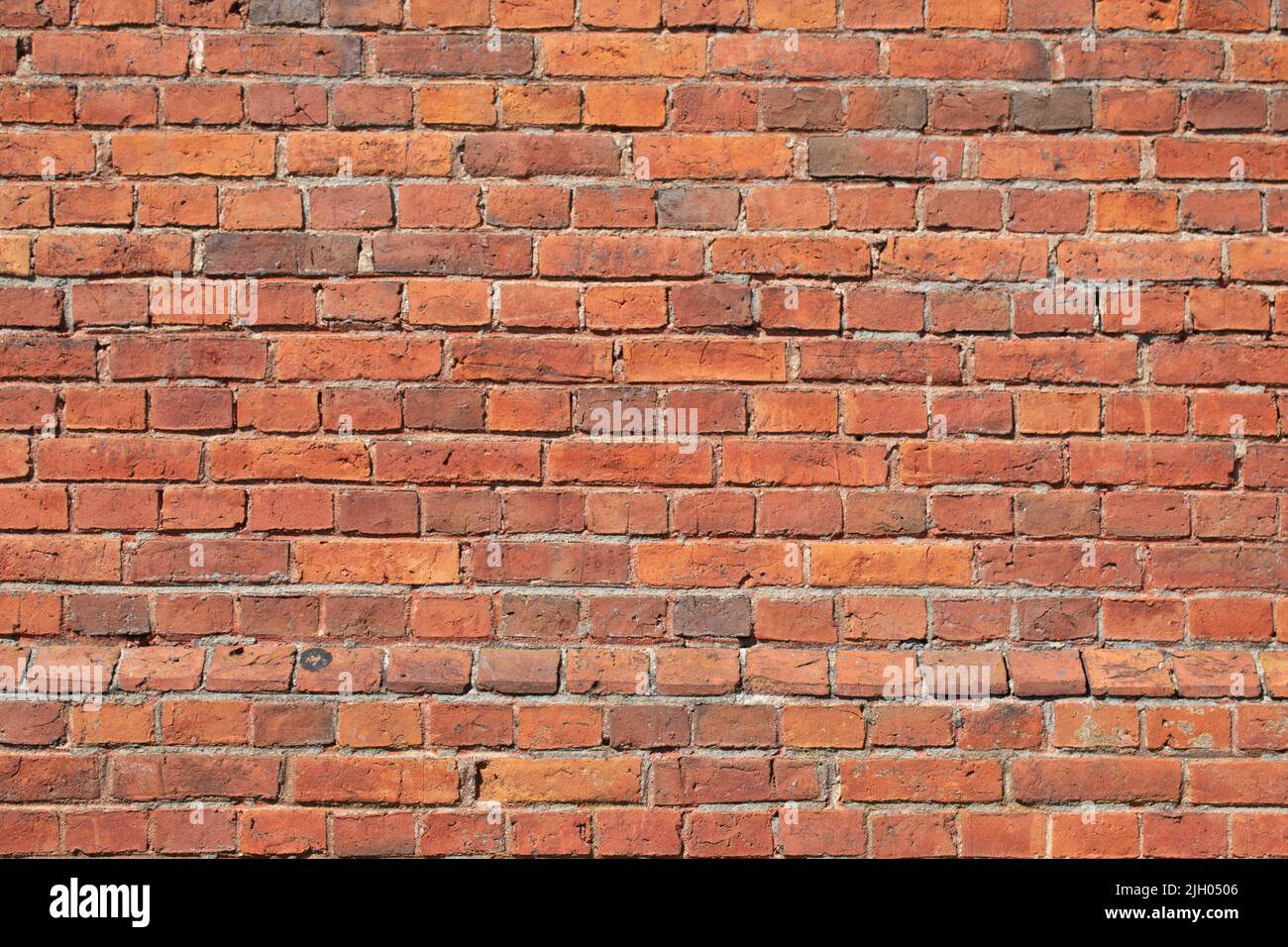 The surface texture of the retro red brick wal with grey concrete in ...
