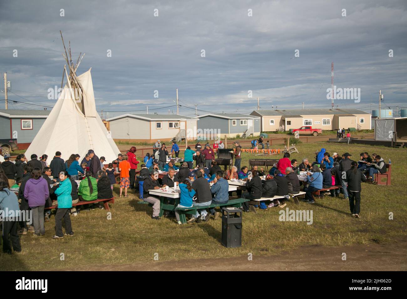 Summer community feast in the northern Indigenous community of Deline ...