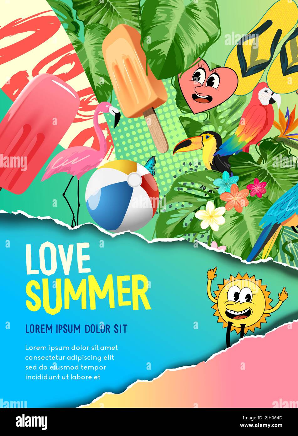 Modern colourful summer holidays collage mash up background layout ...