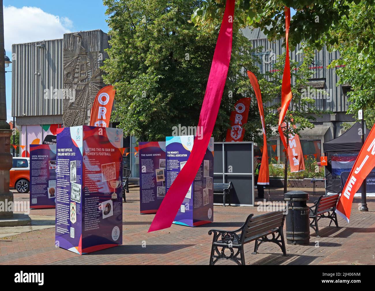Banners for UEFA Womans Euro championship England 2022,in Leigh town ...