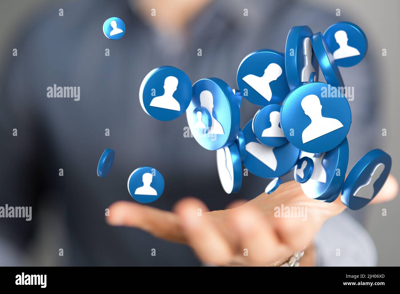 A 3D render of team communication and social network connection symbol ...