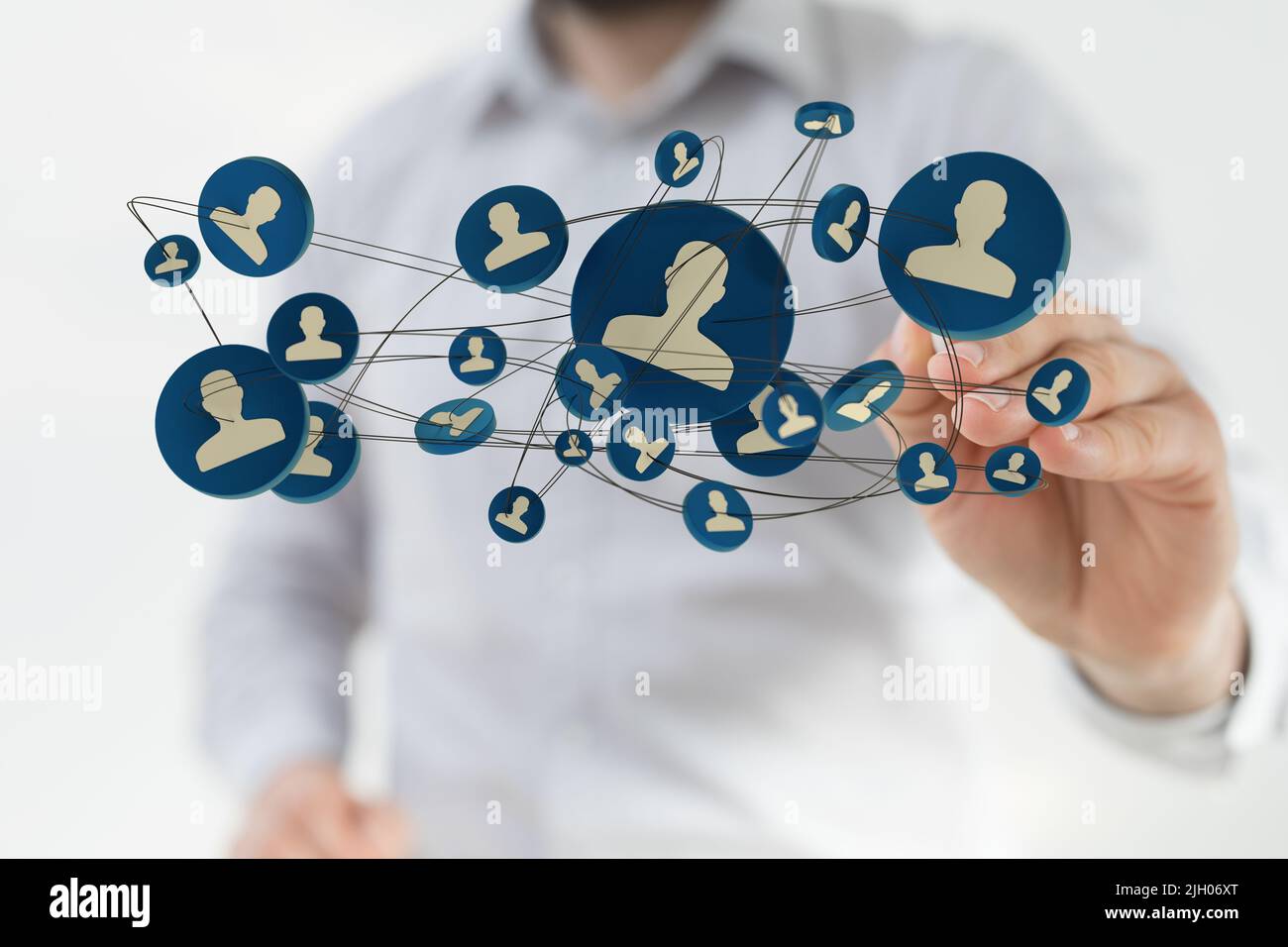 A 3D render of team communication and social network connection symbol ...
