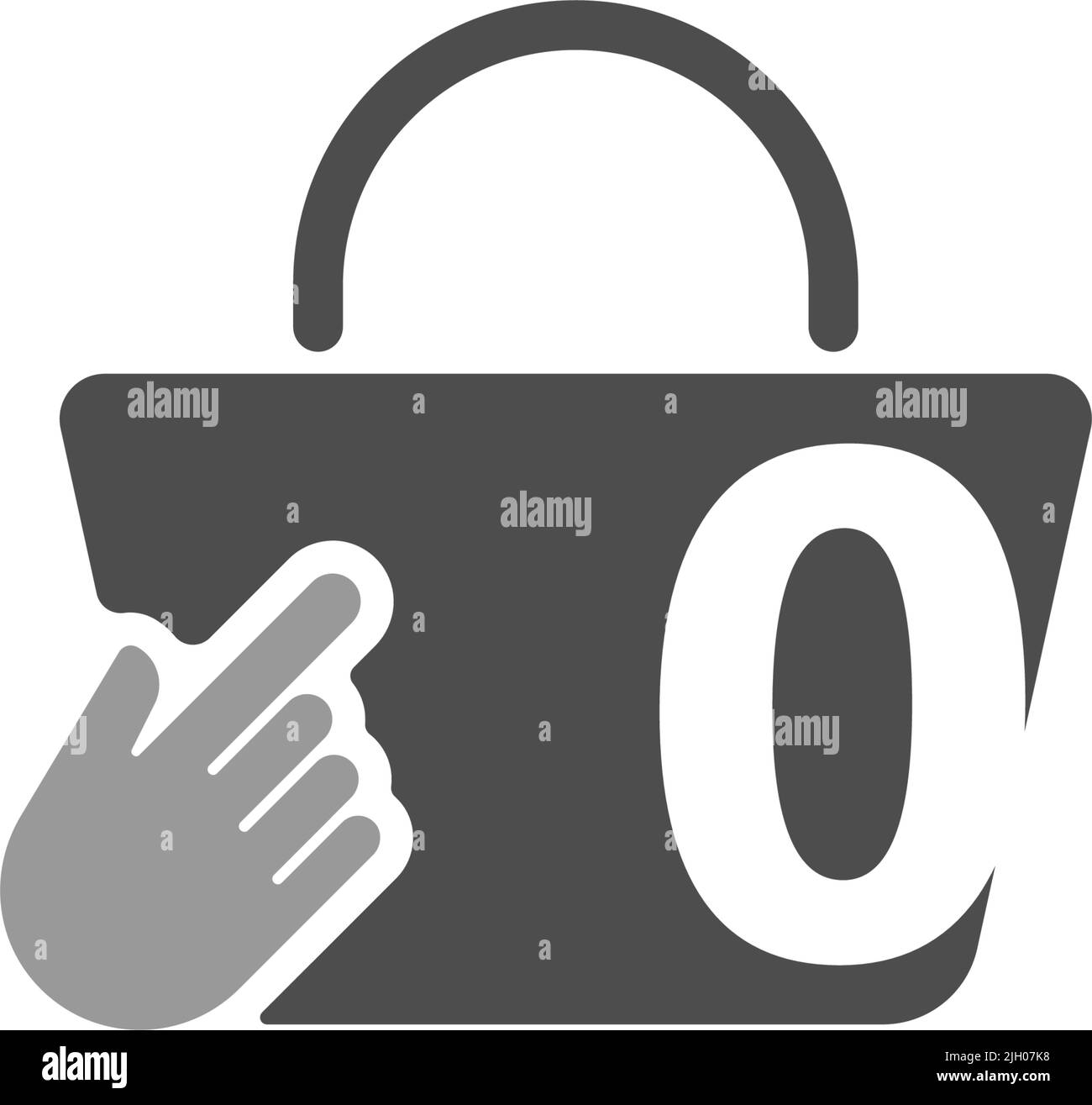 Online shopping bag, cursor click hand icon with number zero Stock ...