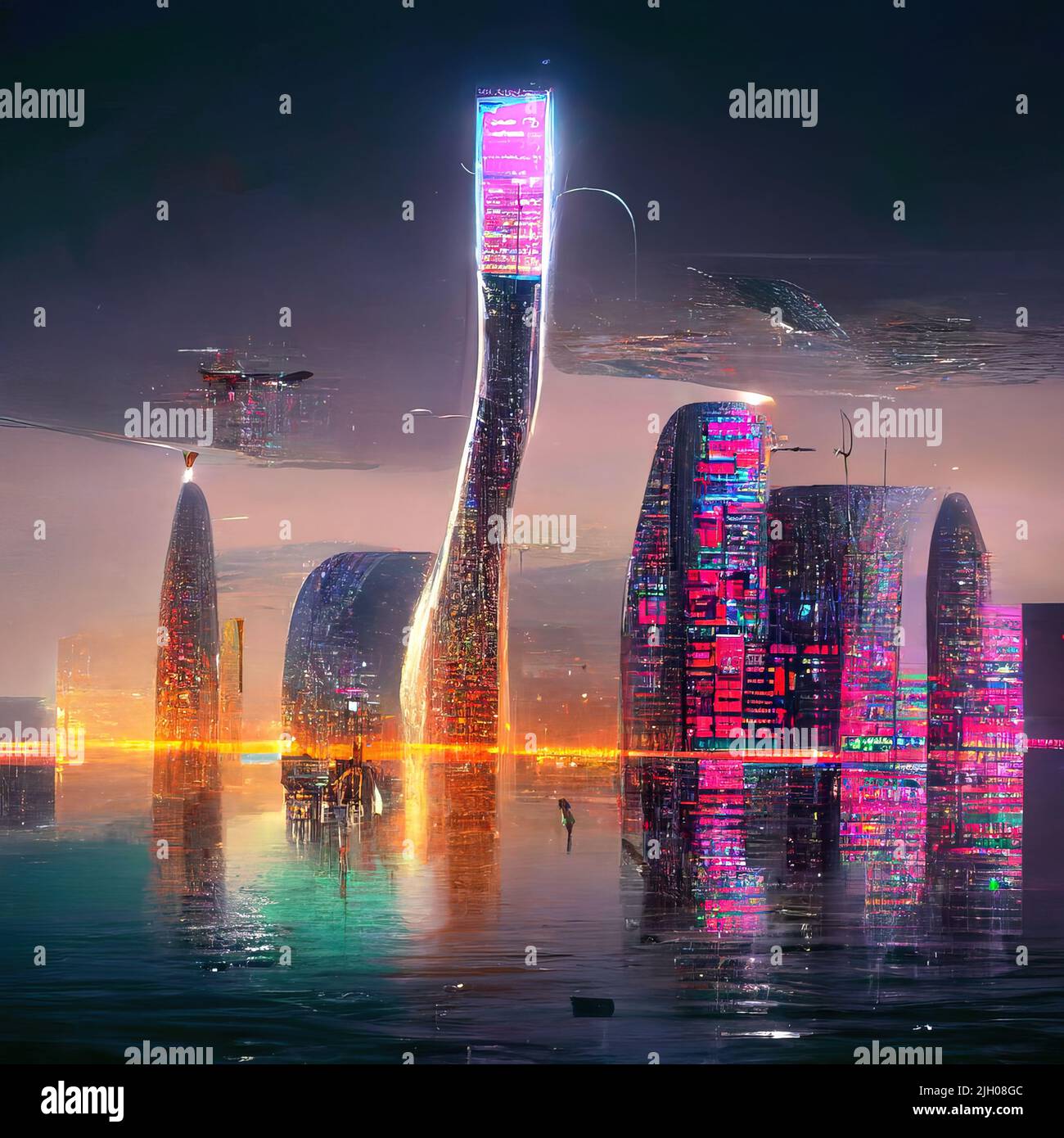 Futuristic smart city, conceptual illustration Stock Photo - Alamy
