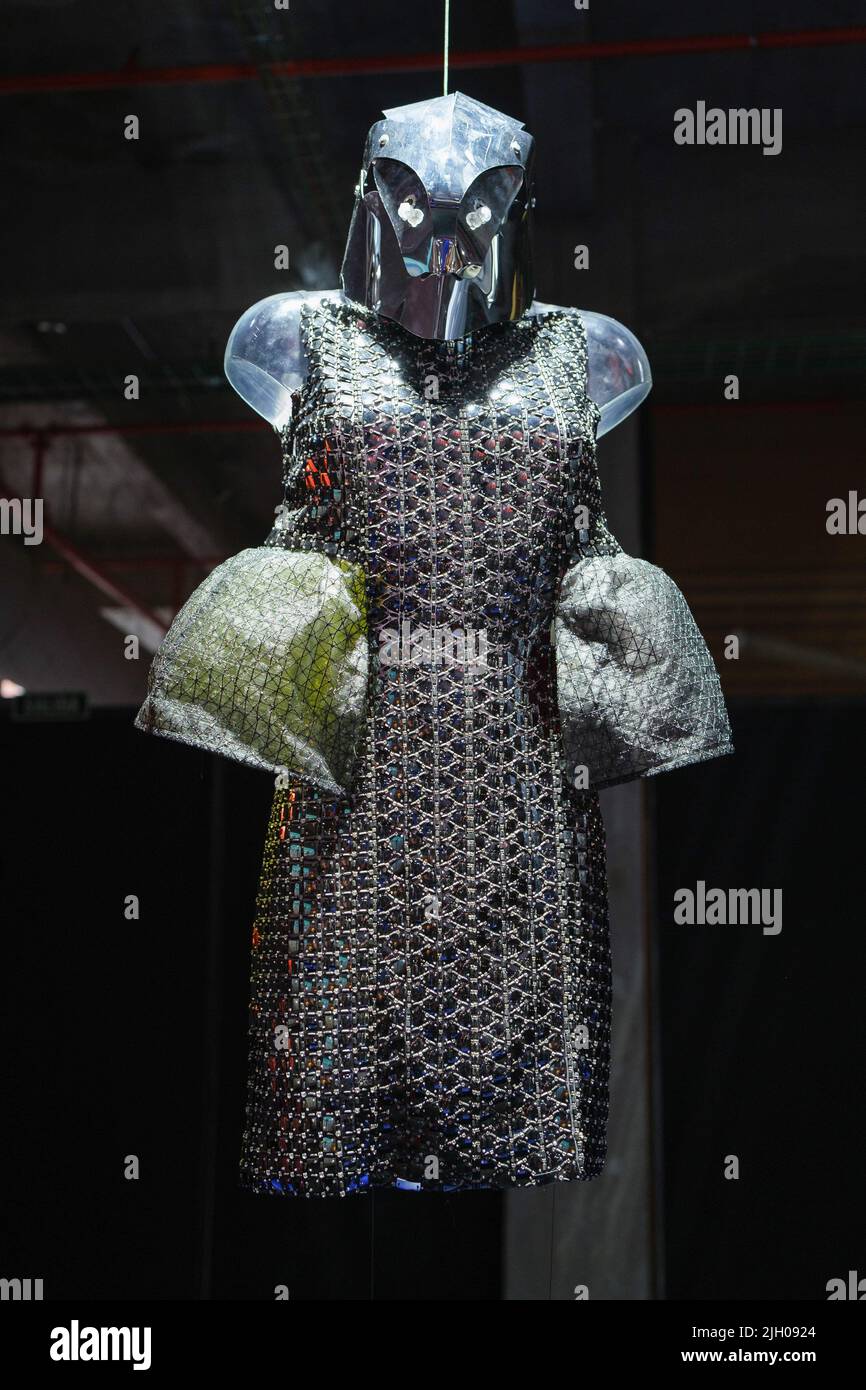 A model of the designer Paco Rabanne is exhibited during the ...