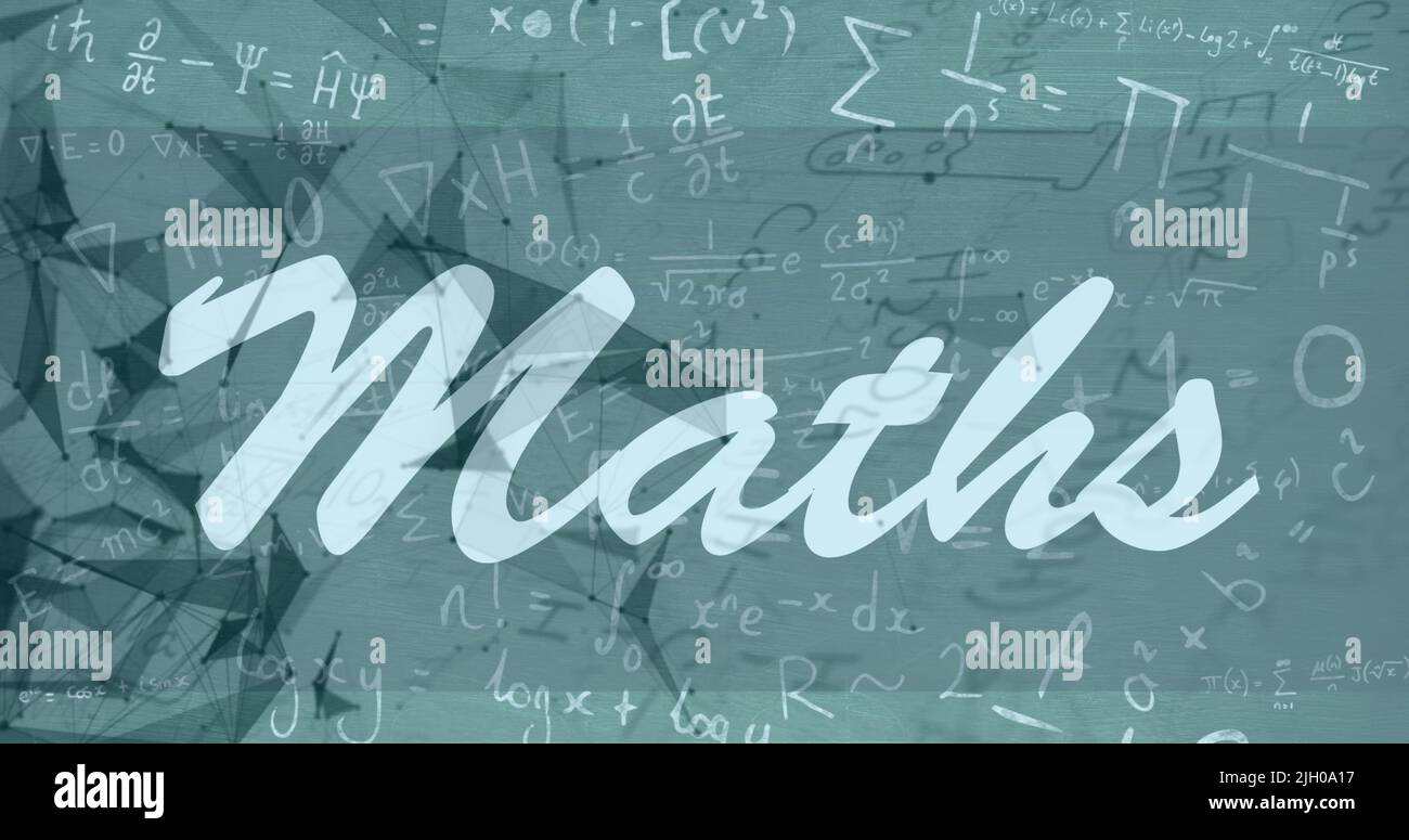 Image of mathematical equations and shapes over maths text Stock Photo ...