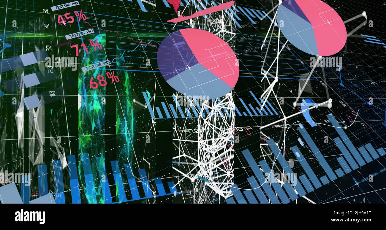 Image of statistics recording and data processing over grid Stock Photo - Alamy