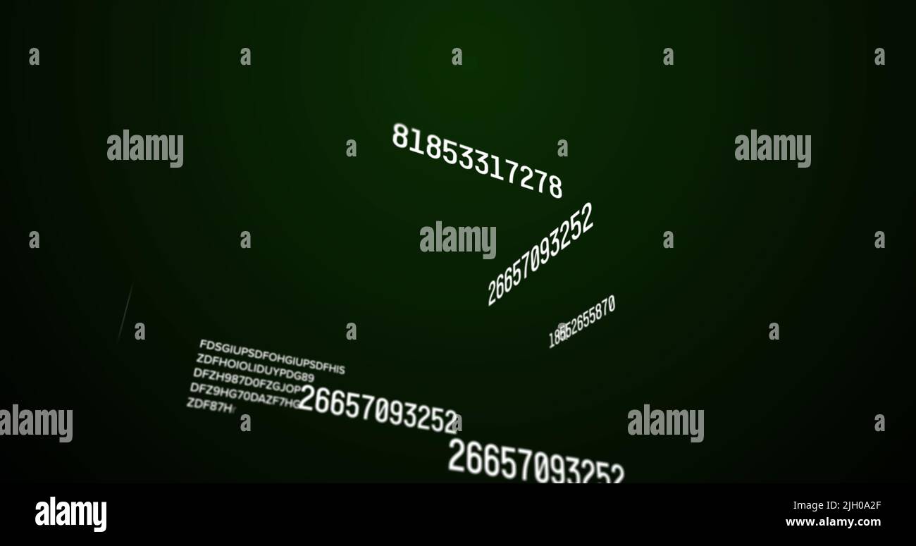 Image of numbers changing and data processing on black background Stock ...